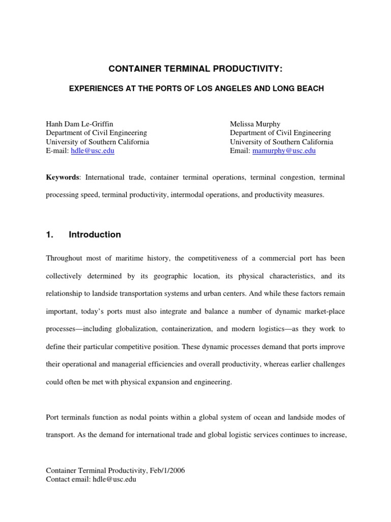 Container Terminal Productivity | PDF | Containerization | Port