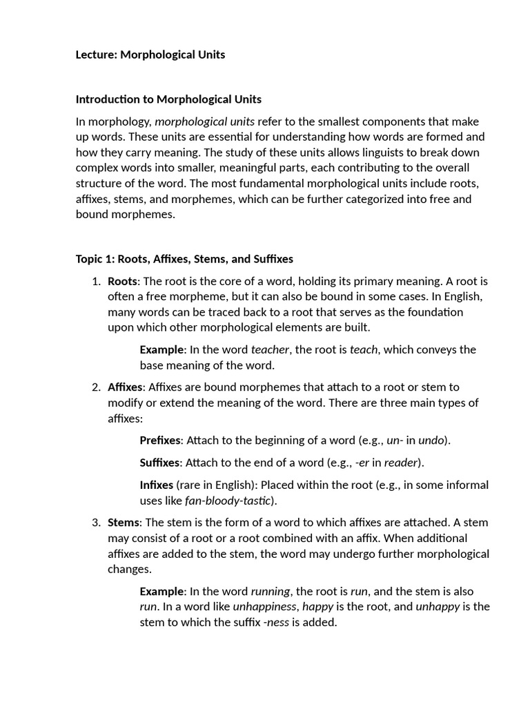 Theme 2. Morphological Units | PDF | Word | Morphology (Linguistics)