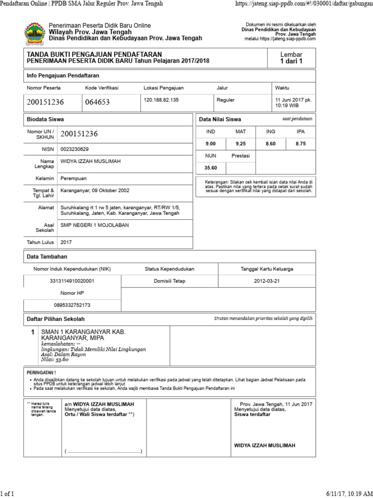 PPDB Online Widya Izzah Muslimah | PDF
