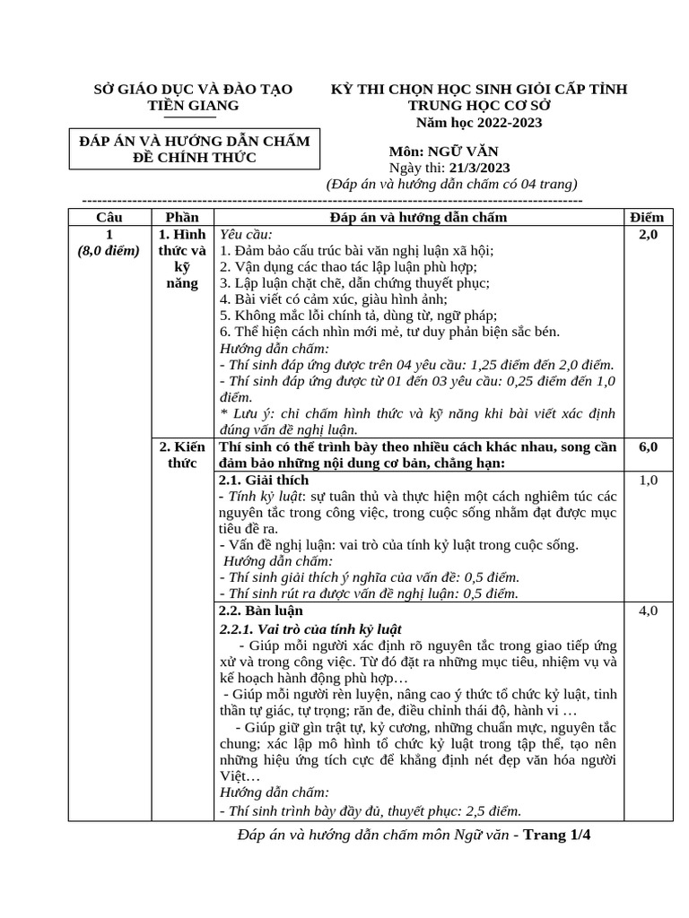 Dapan Van HSG THCS Tinh - Chinhthuc 22-23 | PDF