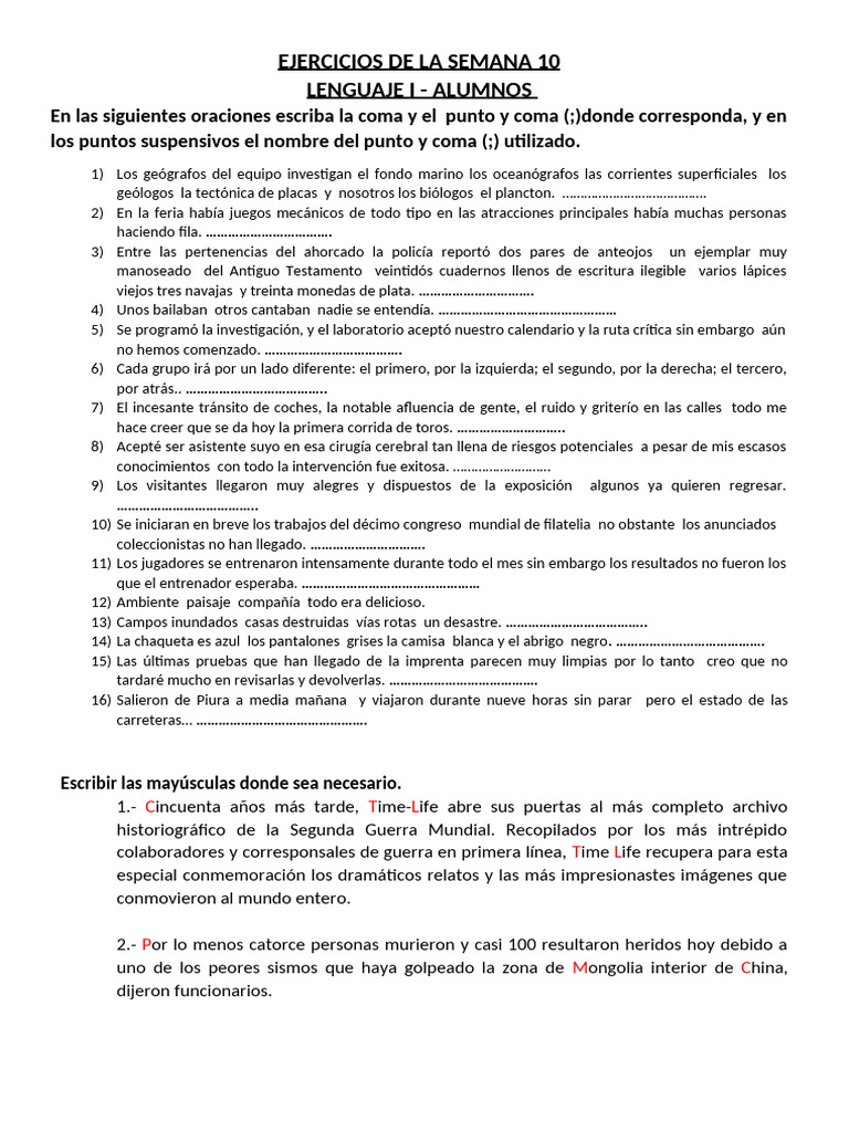 Ejercicios Alumnos Seman 10 | PDF