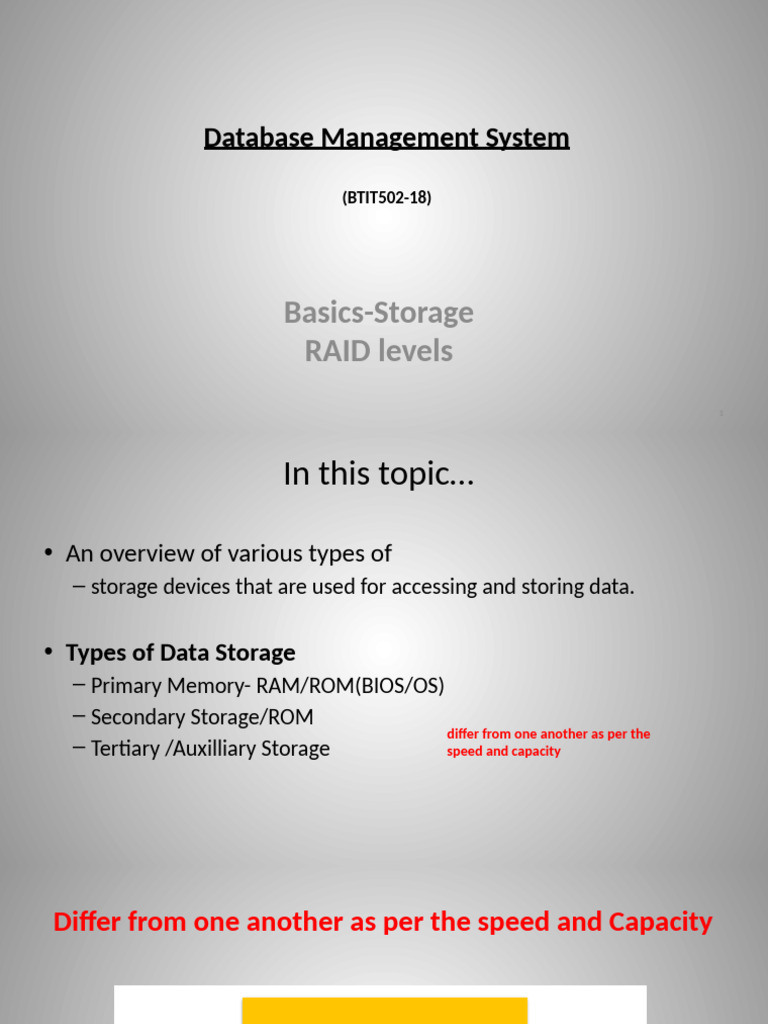 RAID 2 Overview in DBMS Storage Levels | PDF | Database Index | Computer Data Storage