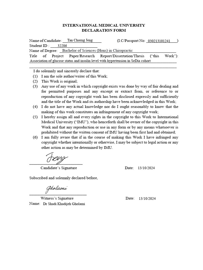 TAN CHORNG JENG 32286 RESEARCH Declaration Form | PDF | Career & Growth ...