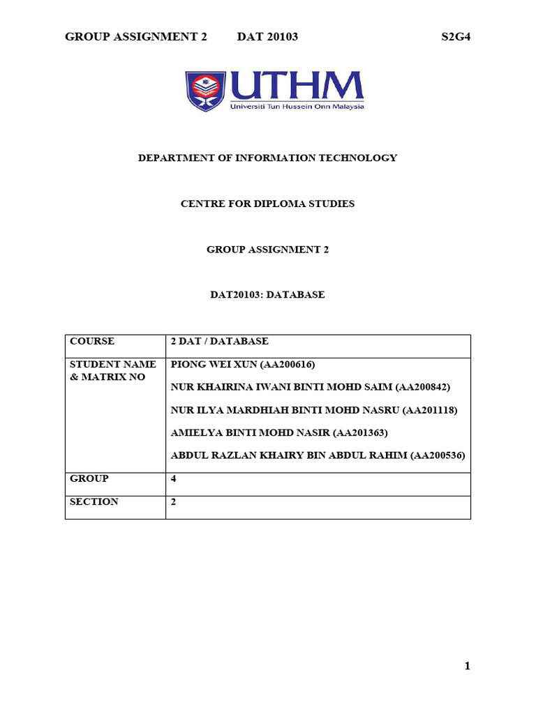 ASSIGNMENT 2 DATABASE | PDF | Databases | Data Management