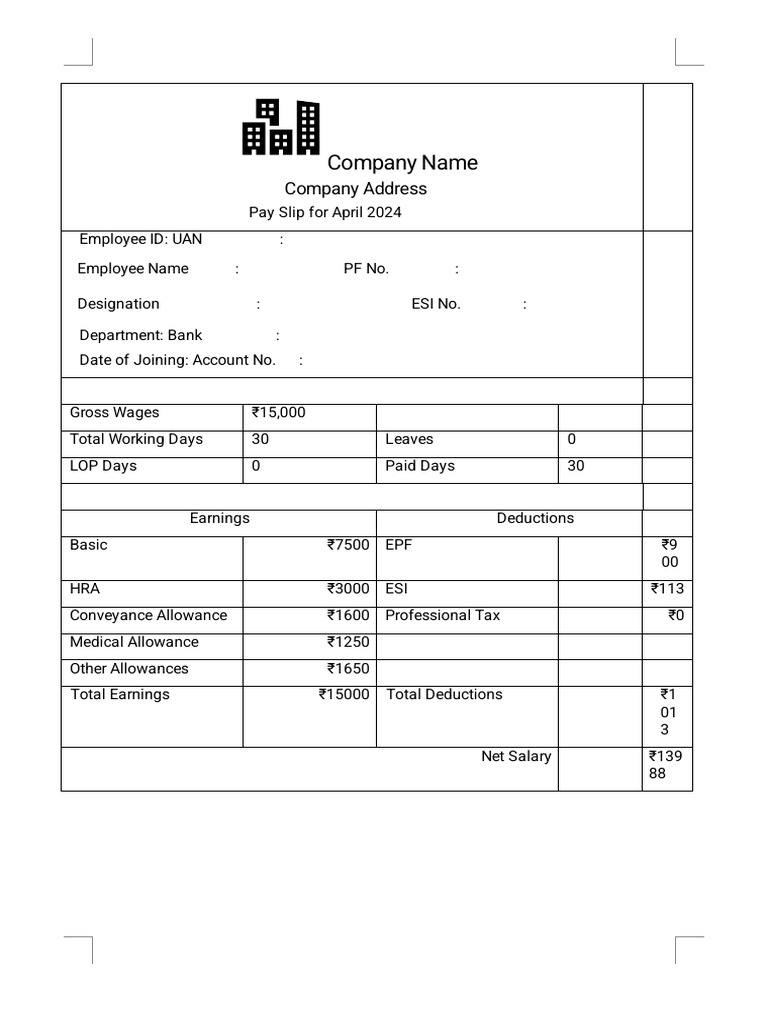 Salary Slip Template | PDF