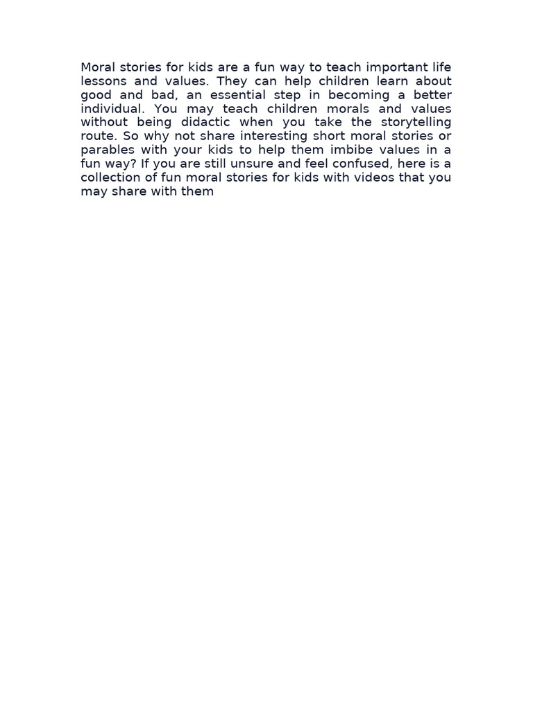 Moral Stories For Kids | PDF