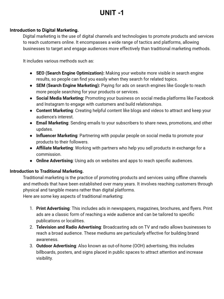UNIT - 1 (Digital and Social Media) | PDF | Digital Marketing | Brand