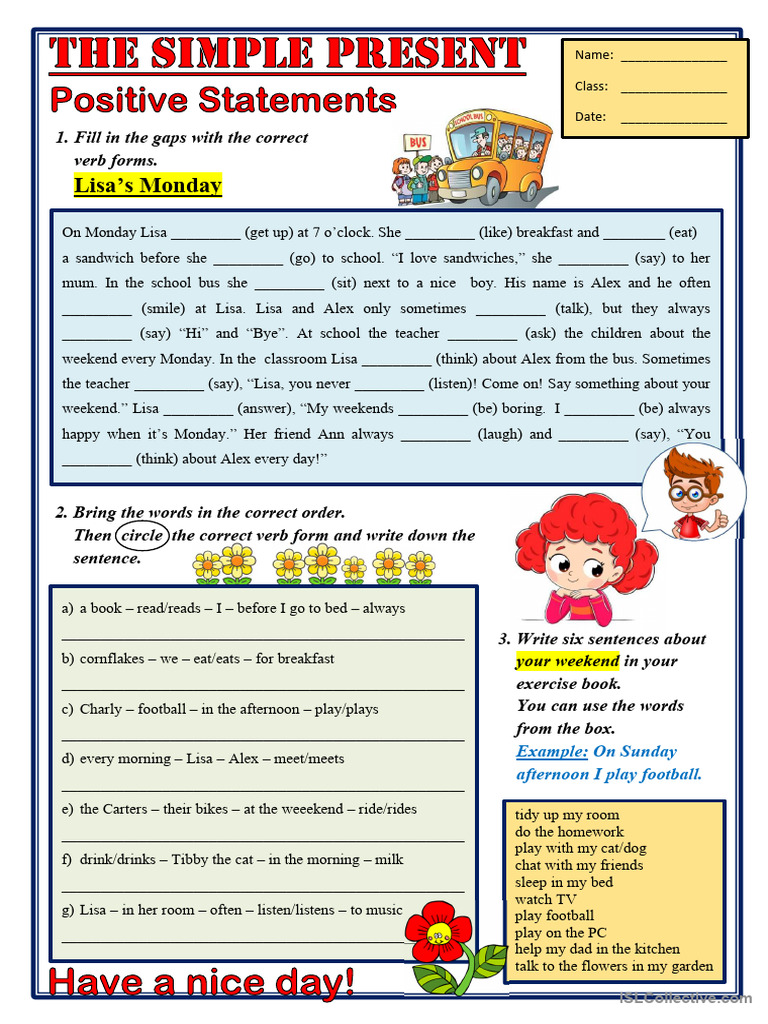 The Simple Present - Positive Statements | PDF | Language Arts & Discipline