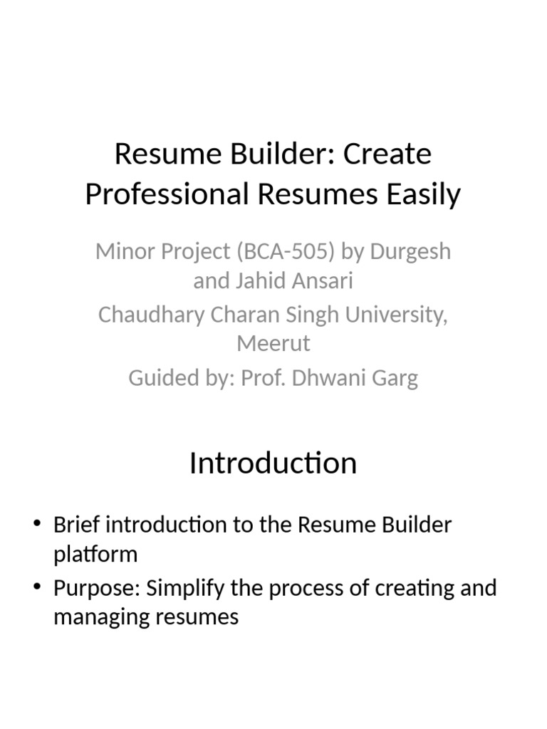 Resume Builder Presentation | PDF