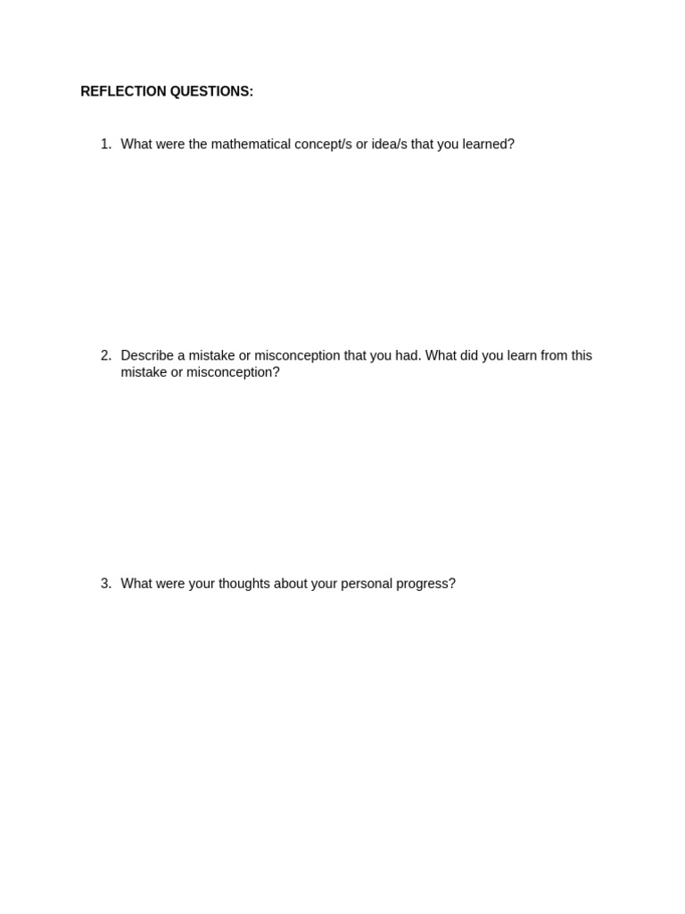 Reflection Questions | PDF