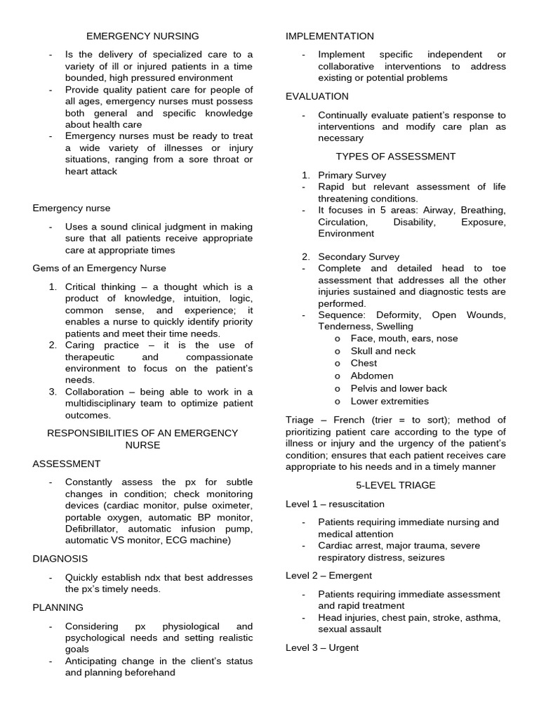 Emergency Nursing Reviewer | PDF | Shock (Circulatory) | Medical ...