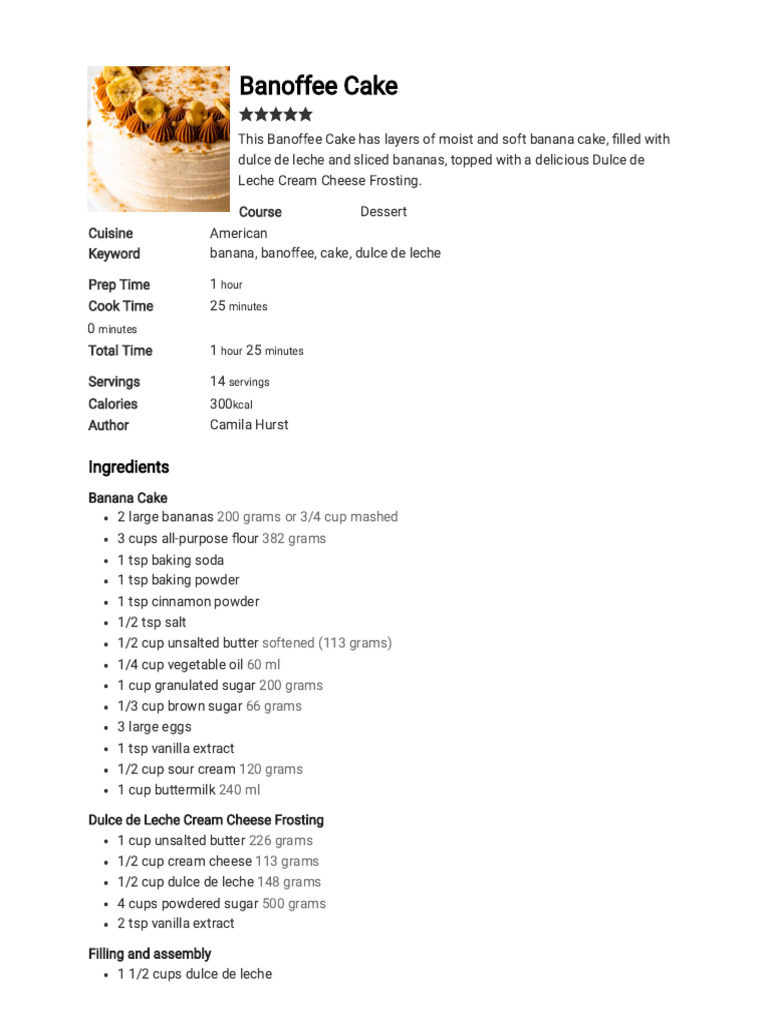 Banoffee Cake - Pies and Tacos | PDF | Cakes | Baking