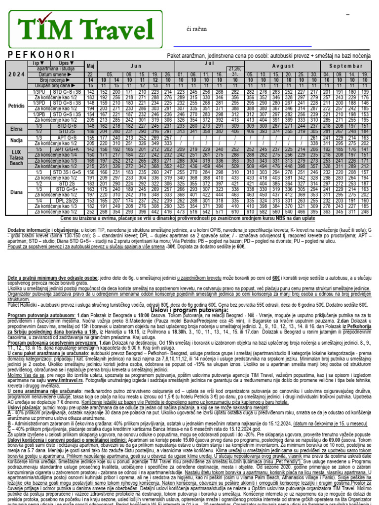 Pefkohori - 24 - Cenovnik - br.2.1 Maj | PDF