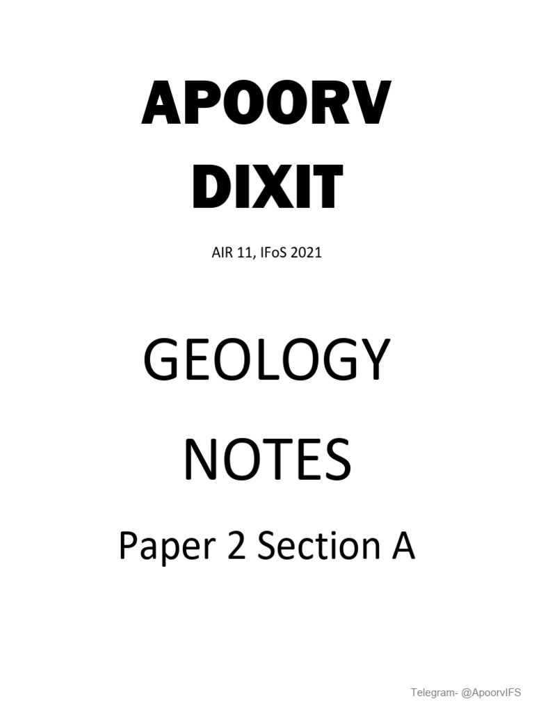 Apoorv Geology Paper 2 Section A | PDF | Minerals | Sedimentary Rock