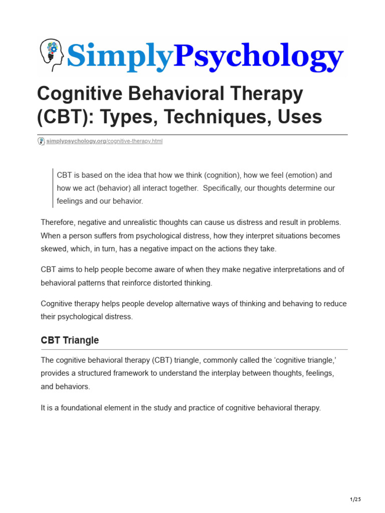 CBT: Types and Techniques Overview | PDF | Cognitive Behavioral Therapy ...