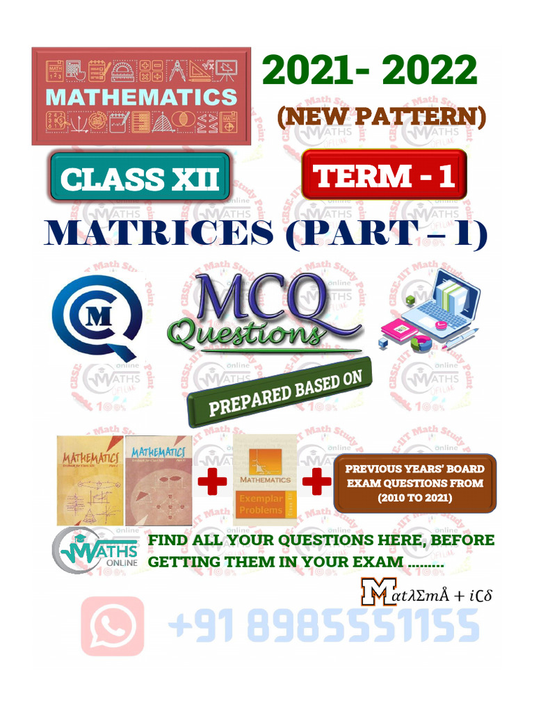 Matrices - Practice Questions 1729665082210 | PDF | Matrix (Mathematics) | Mathematical Physics