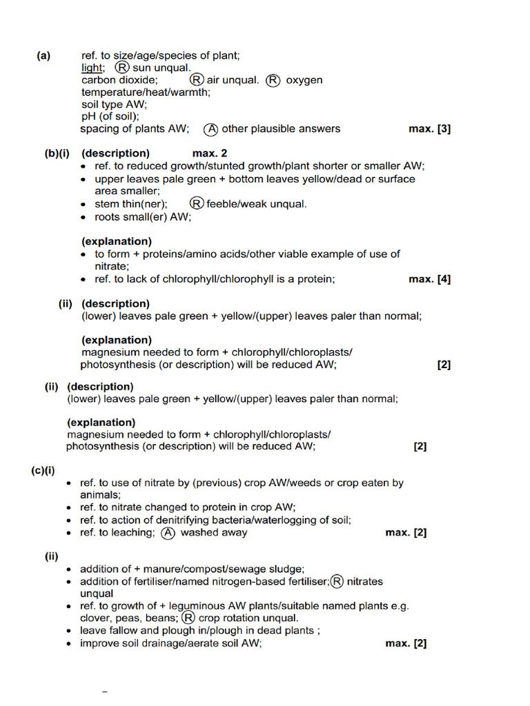 Marking Scheme For S4 Bio Revision Paper For 2223 S4 Students | PDF