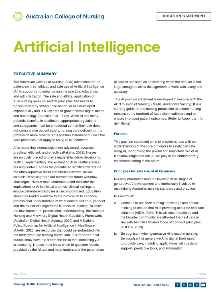 Position Statement Artificial Intelligence | PDF | Intelligence (AI ...