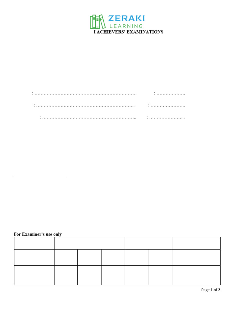 History Form 3 Question Paper Zeraki Achievers 6.0 - June 2022 | PDF ...