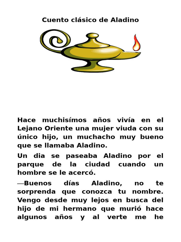 Cuento Clásico de Aladino | PDF