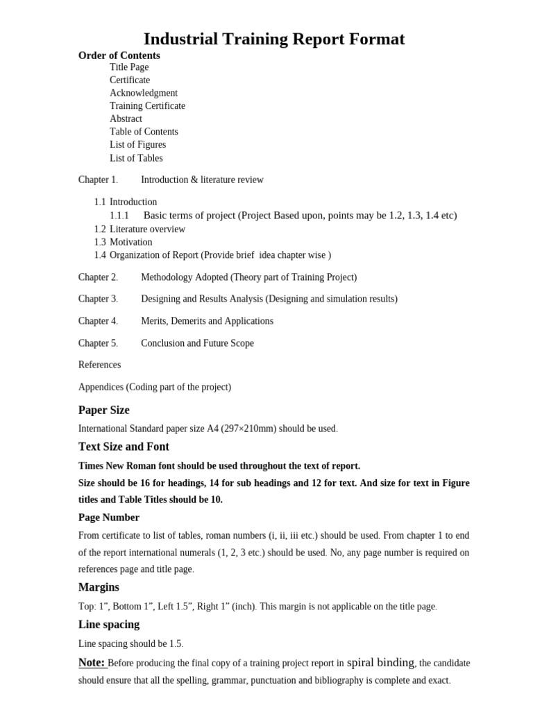 Industrial Training Report Format (AY 2023-24 Odd) | PDF | Technology ...