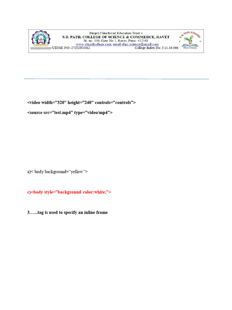 MCQ Based On Lesson1 Advanced Web Designing | PDF | Html Element | Html