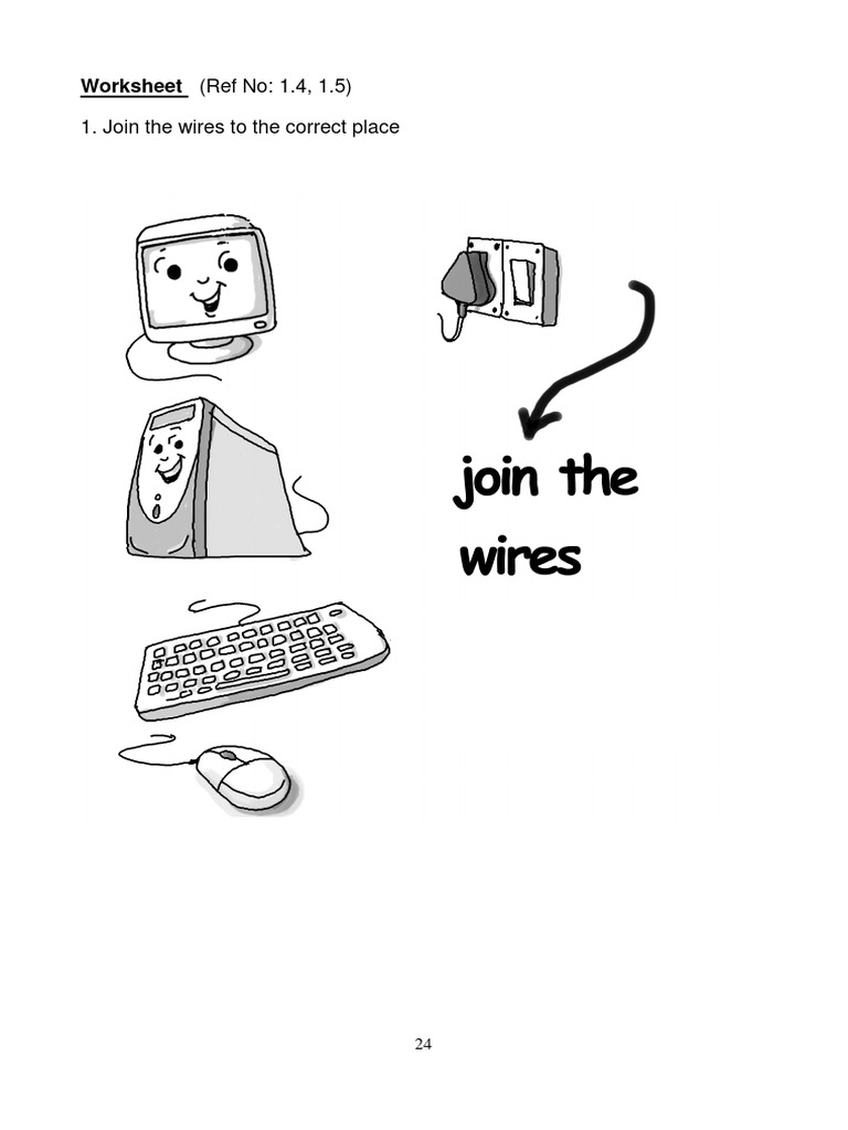 CBSE Class 1 Computer Science Worksheet - Parts of A Computer | PDF | Computers