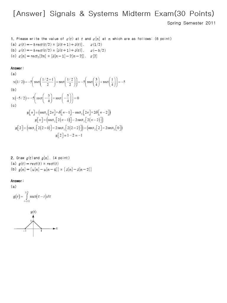Signals & Systems Midterm Exam 2011 | PDF | Signal Processing ...