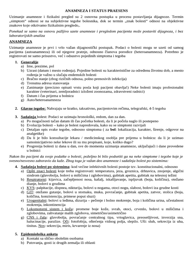 Anamneza - Skraćeno (2020) | PDF