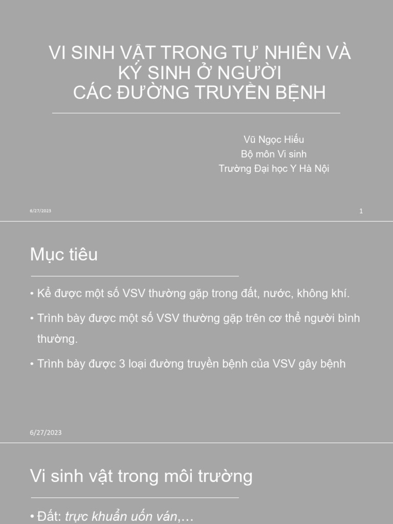 VSV Trong Tự Nhiên Và Cơ Thể Người - Đường Lây Truyền Bệnh | PDF