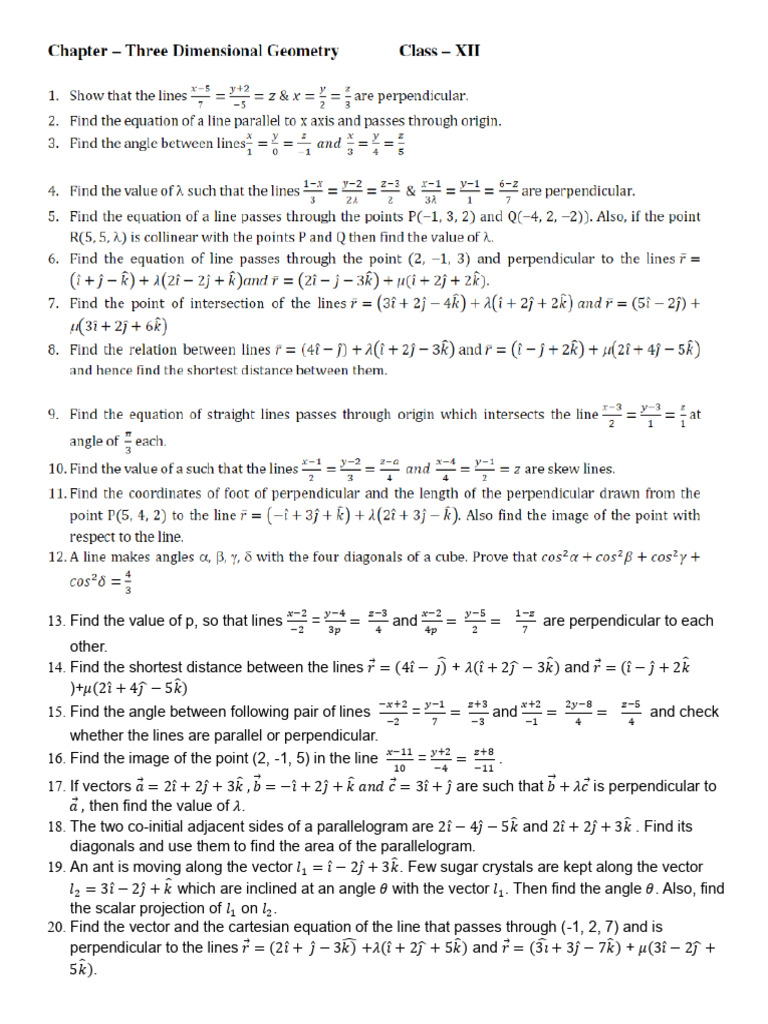 Question Paper | PDF | Line (Geometry) | Euclidean Vector