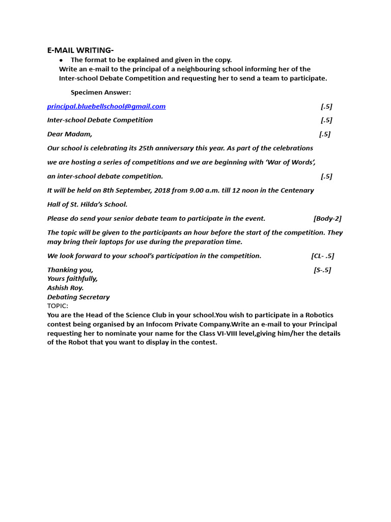 E-mail Writing for School Events | PDF