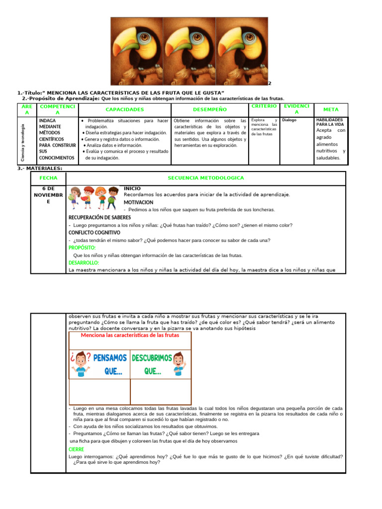 Características de las frutas para niños | PDF | Aprendizaje | Sicología