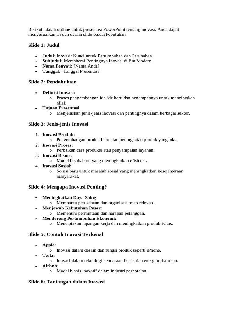 Outline Presentasi Inovasi PowerPoint | PDF
