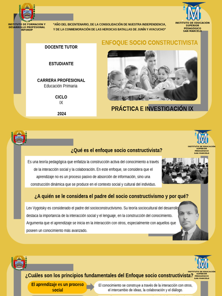 Enfoque Socio Constructivista | PDF | Constructivismo (filosofía de la educación) | Aprendizaje