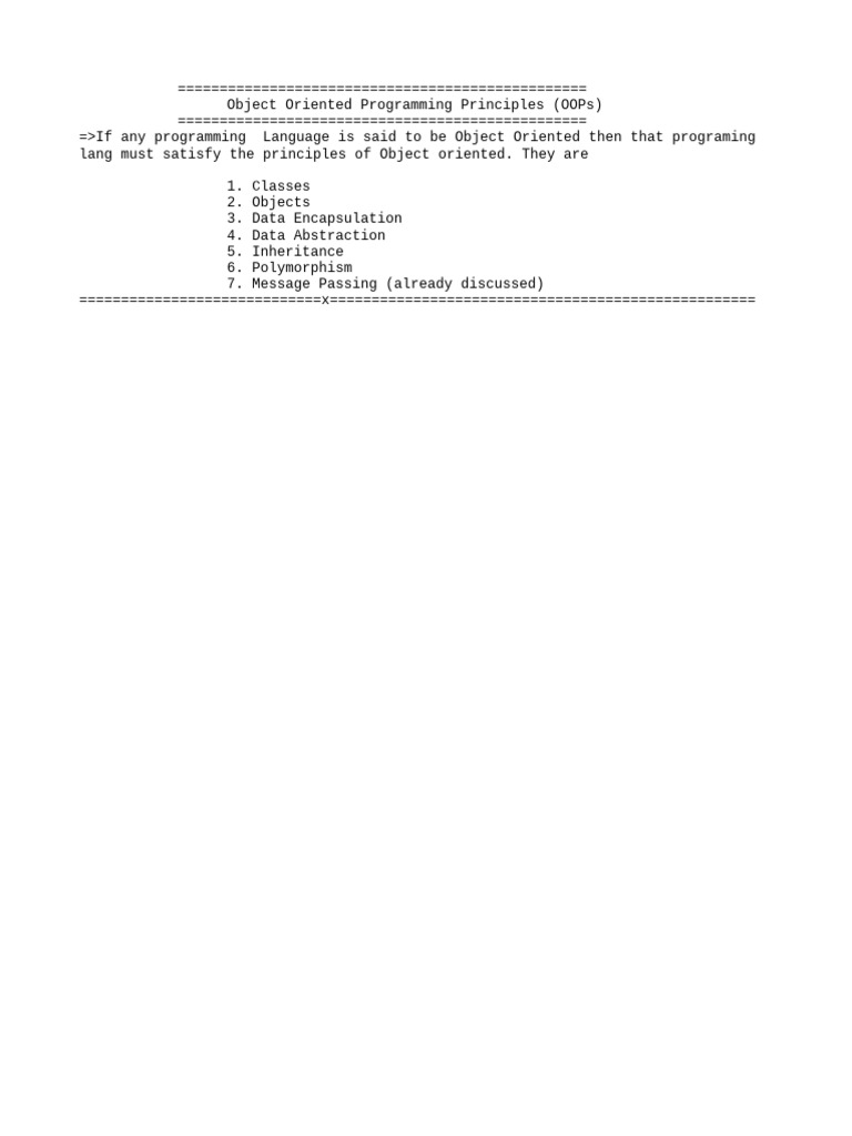 Object Oriented Programming Principles (OOPs) | PDF Object Oriented Programming Principles (OOPs) | PDF