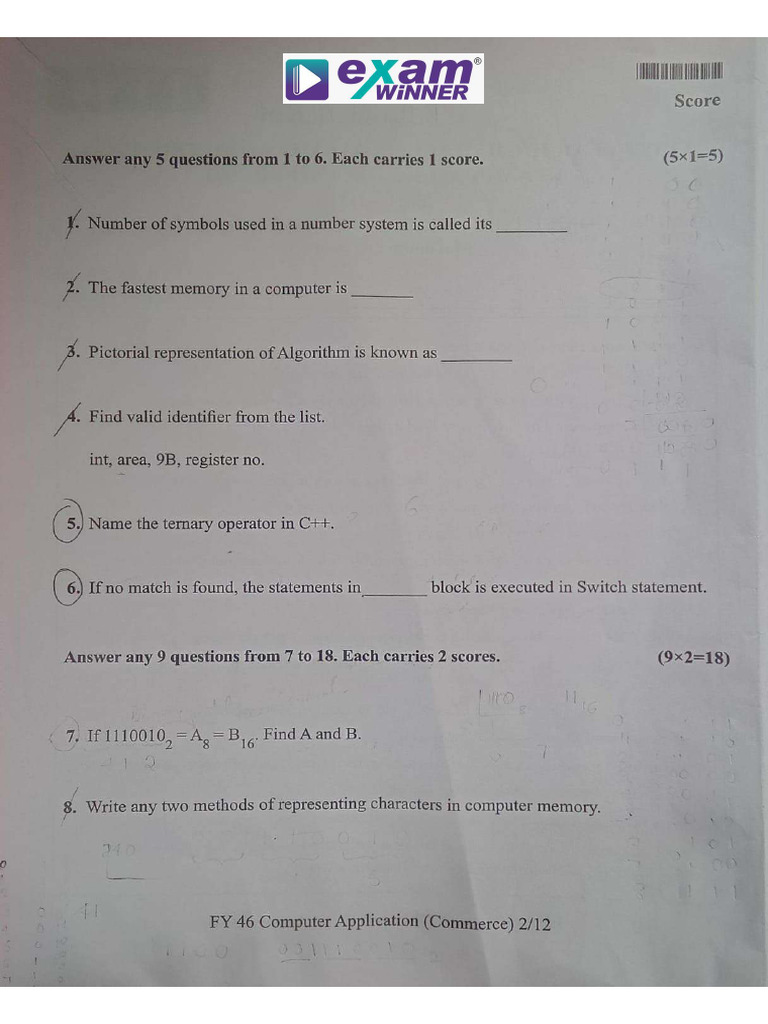 Computer Application EXAM WINNER STD 11 SECOND TERM 2023 24 PAPER | PDF