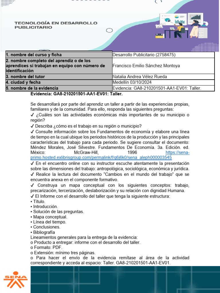 Evidencia GA8-210201501-AA1-EV01 Taller. | PDF | Capitalismo | Desempleo