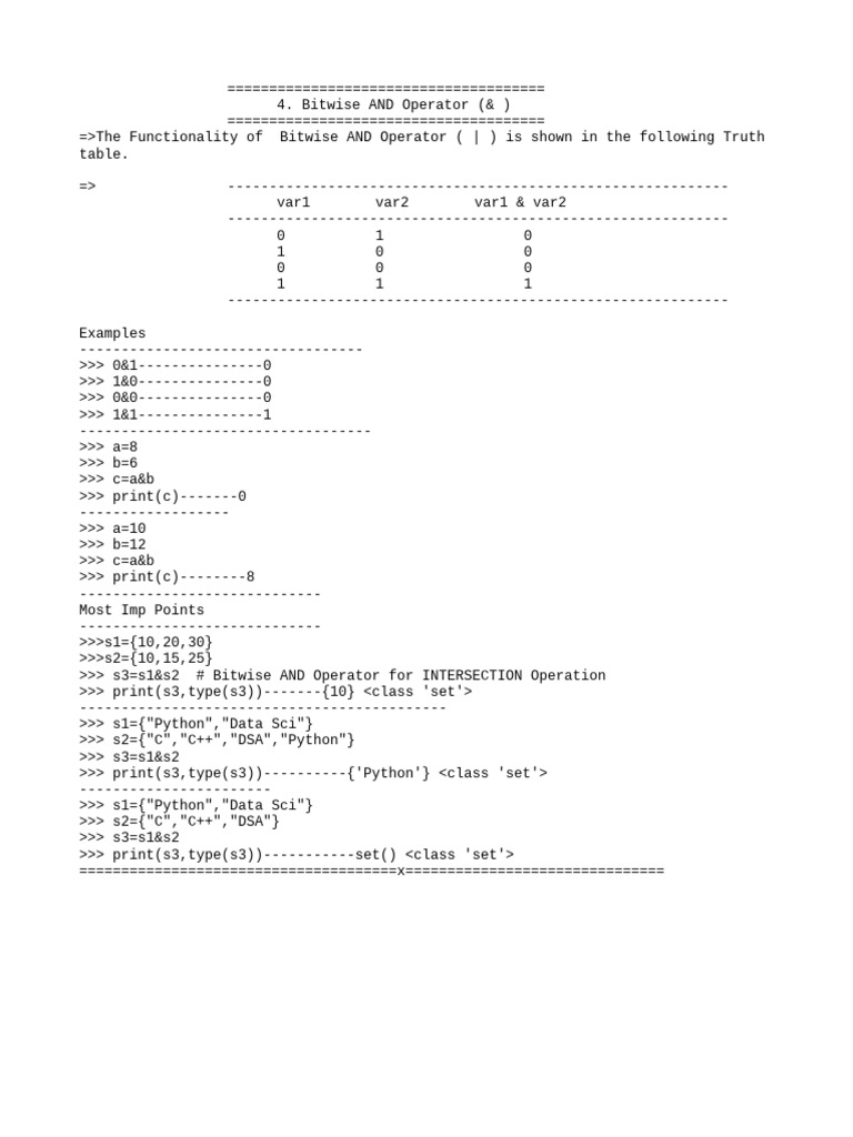 Bitwise AND Operator | PDF
