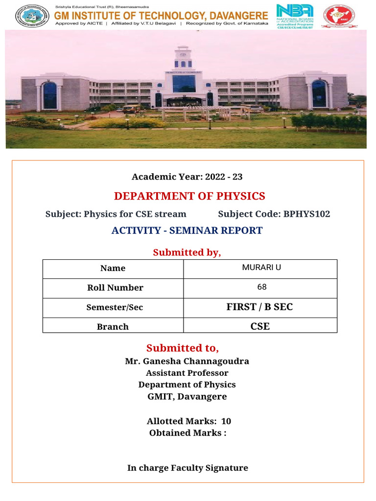 Murari Phy Report | PDF | Computers | Technology & Engineering