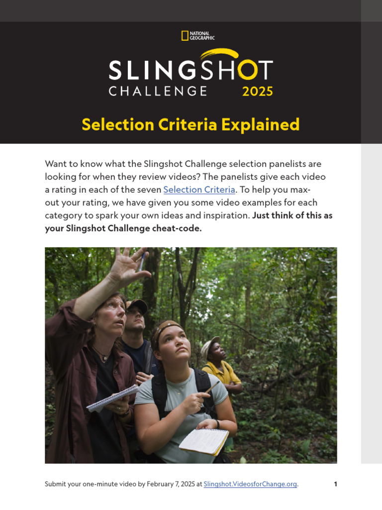 Slingshot Challenge Video Criteria Guide | PDF | Natural Environment