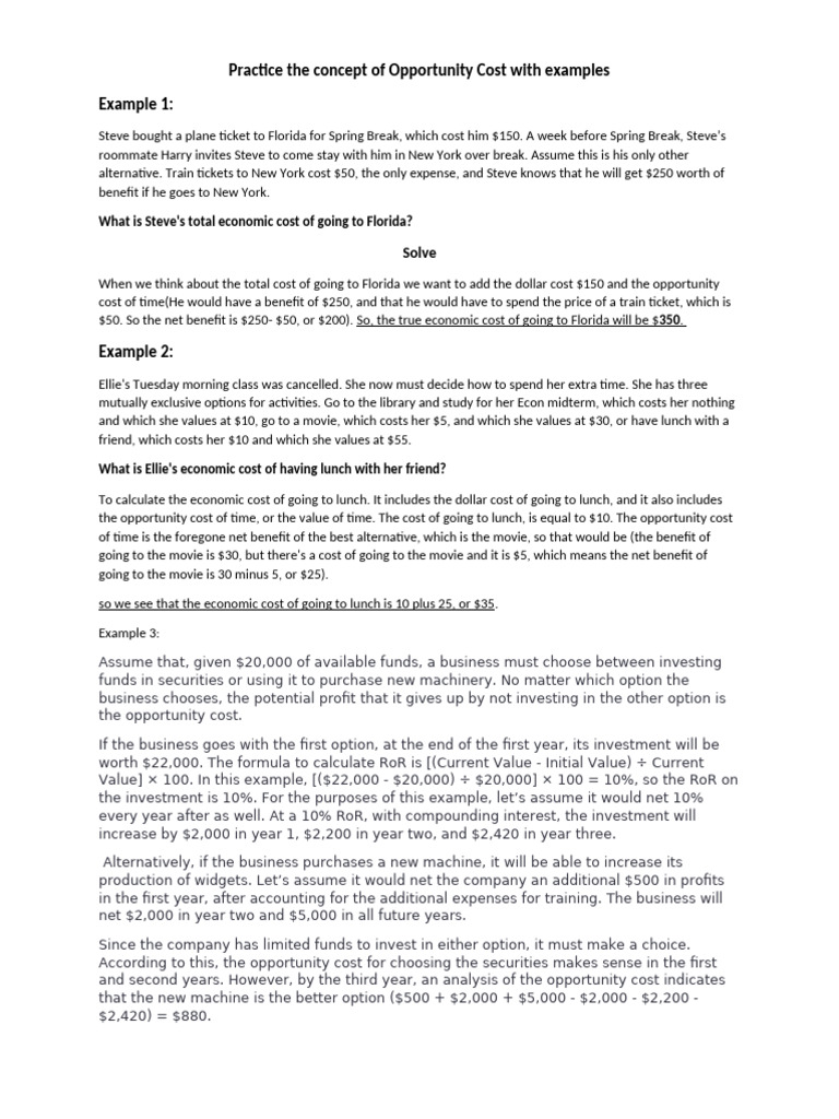 Opp Cost2023 Summarized | PDF | Opportunity Cost | Cost