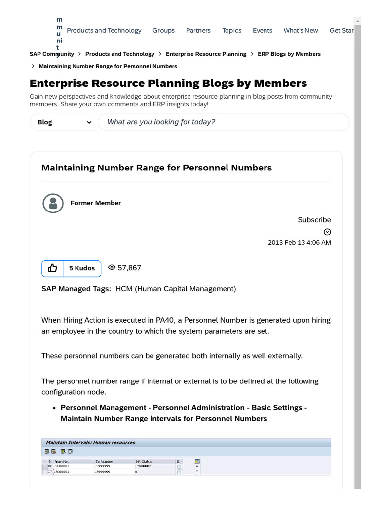 Maintaining Number Range For Personnel Numbers - SAP Community | PDF ... Maintaining Number Range For Personnel Numbers - SAP Community | PDF ...