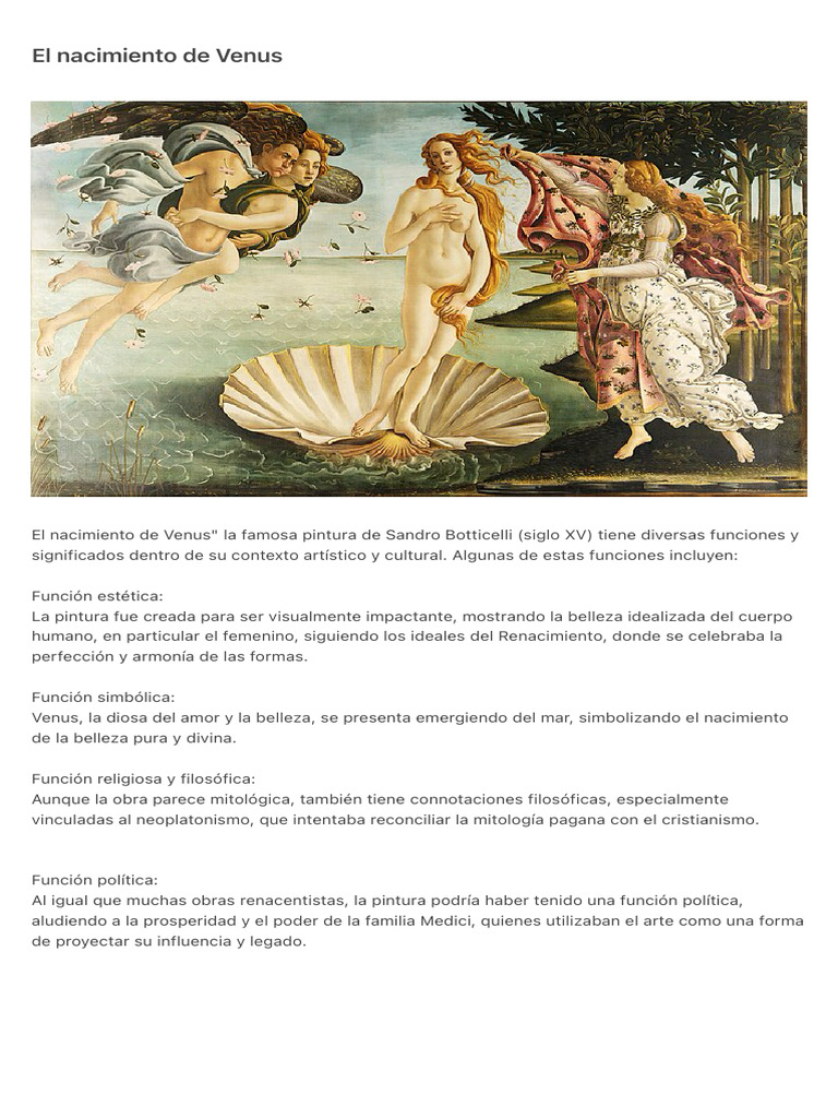 El Nacimiento de Venus | PDF