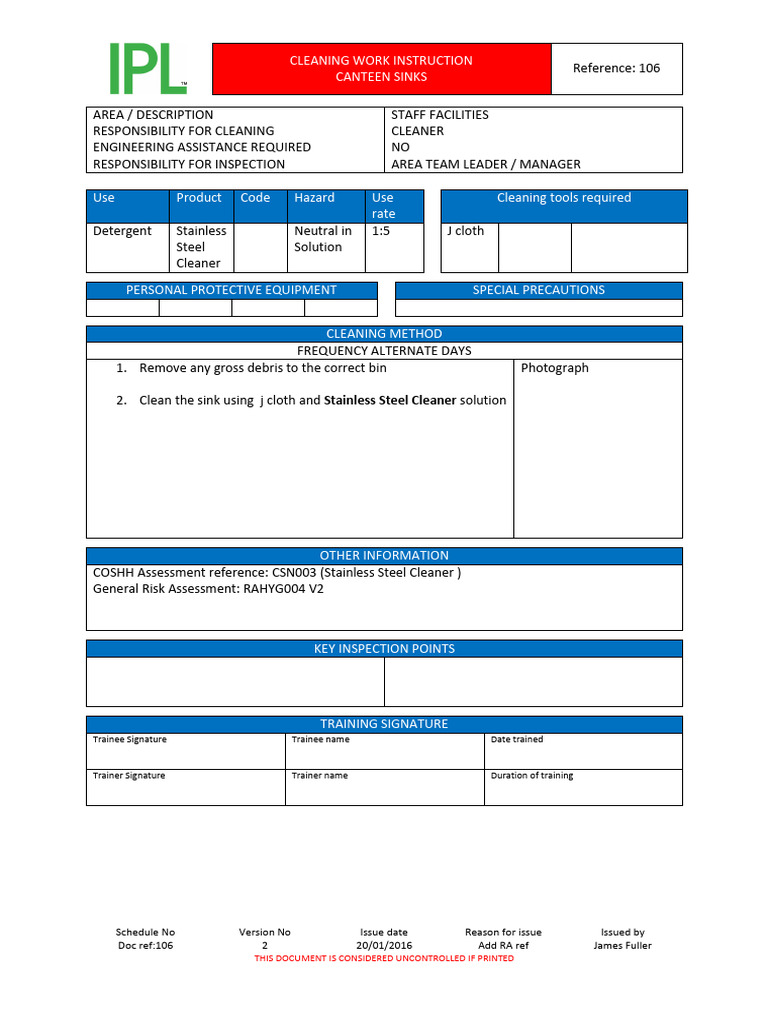 106 Canteen Washing-Up Sink v2 | PDF