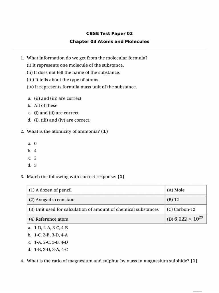 9th Atom Test 03 Sol. | PDF