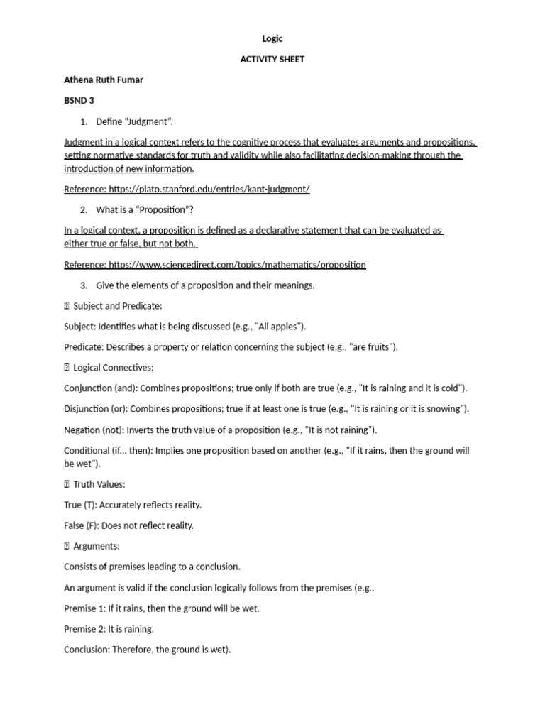 Logic Act1 | PDF | Logic | Argument Logic Act1 | PDF | Logic | Argument