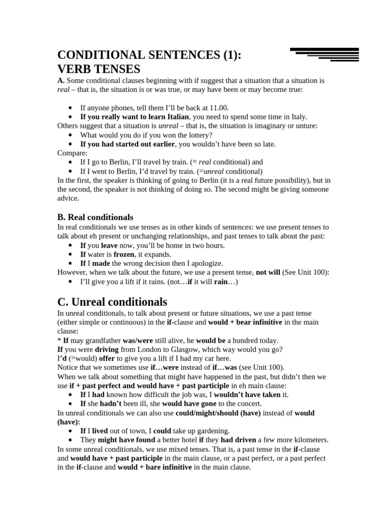 CONDITIONAL SENTENCES | PDF | Linguistics | Grammar