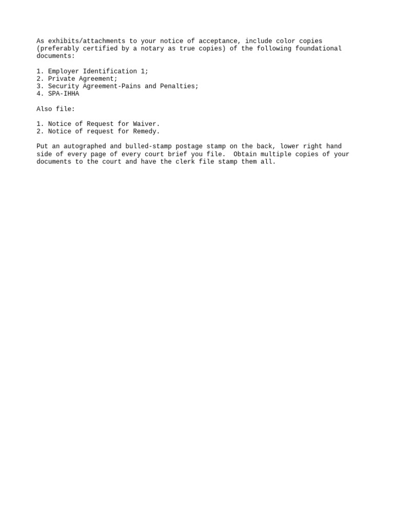 Instructions For Acceptance For Value Presentments | PDF