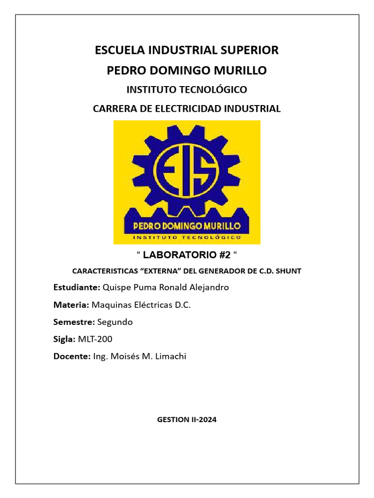 Labo 2 Maquinas | PDF | Generador eléctrico | Corriente eléctrica